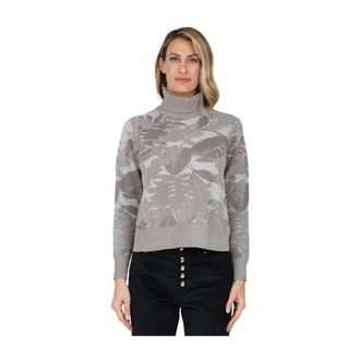 Roberto Ricci Design Samt Jacquard Rollkragenpullover - - Knitwear - Damen - Grau - XS
