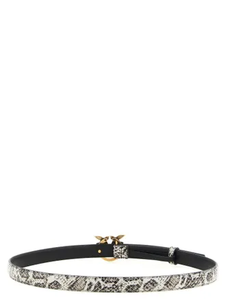Pinko Python Print Leather Belt - gray