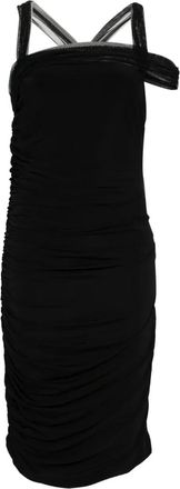 Nensi Dojaka Gerafftes Midikleid mit Tülldetail - Schwarz