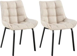 Clp Lot de 2 chaises de Salle &agrave; Manger Saranda I Chaise rembourr&eacute;e avec rev&ecirc;tement en Tissu ou Velours, Couleur:Ivoire, Mat&eacute;riel:Tissu