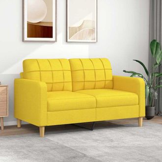 vidaXL 2-Sitzer-Sofa Hellgelb 140 cm Stoff - Vidaxl