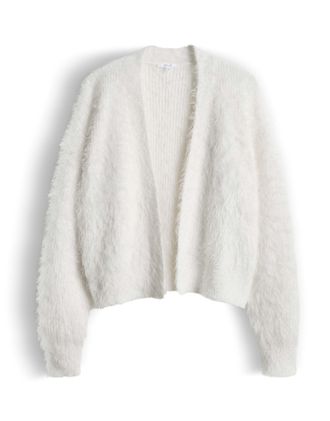 OPUS Damen Strickjacke | DEDER Regular Strickcardigan aus haarigem Effektgarn Milk, 34