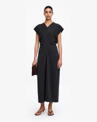 Arket Drapiertes Midikleid -Schwarz