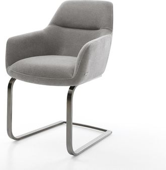 DELIFE Freischwinger Pejo-Flex Strukturstoff Soft Grau Freischwinger flach Graphit Taschenfederkern, Esszimmerst&uuml;hle