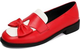 Generic Mocassins confortables &agrave; bout rond pour femme - Chaussures d&eacute;contract&eacute;es &agrave; enfiler pour le travail, le bureau, Rouge, 38.5 EU