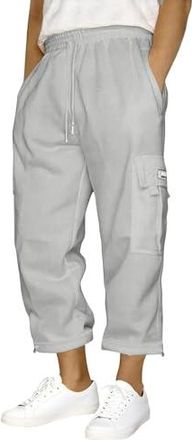 Generic Pantalon de survêtement court pour homme de 22,9 cm - Taille élastique - Cordon de serrage - Pantalon capri décontracté - Jambes droites - Pantalon dé