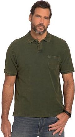 JP1880 Manches mi-Longues, piqué, lavé à lacide, col Polo, Olive foncé, 4XL Homme