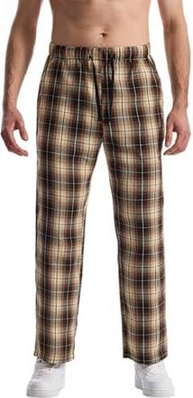 Generic Pantalon de pyjama en flanelle pour homme à carreaux doux avec cordon de serrage - Vêtement de nuit chaud et ultra confortable - Pantalon de détente d