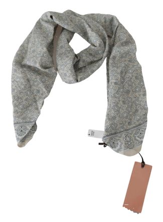 Ermanno Scervino Womens Cotton Beige Blue Fantasy Print Scarf