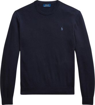 Ralph Lauren Homme, Pulls, Bleu, Taille: XL Pull Ras du Cou Brod&eacute;