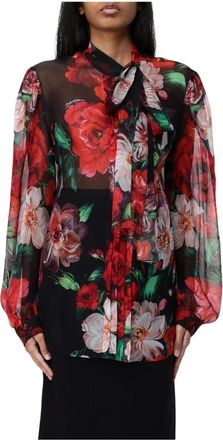 Dolce & Gabbana Femme, Blouses et Chemises, Multicolore, Taille: 40 FR Chemise en Soie Abstraite Vibrante