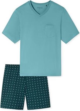 Schiesser Pyjama pour homme Comfort Essentials - Court - Col en V - Coton - Confortable, Pyjama Comfort Essentials Mint, 54