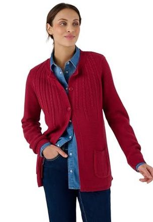 Damart Cardigan Maille Fantaisie Manches Longues Femme Rouge Taille 46/48