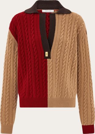 Ferragamo Damen Zopfpullover Rot