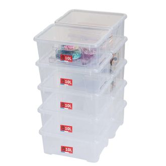 Sundis View Box, 10er-set Aufbewahrungsbox mit deckel, 10L, transparentem Kunststoff, stapelbar, ideal für ideal für kleine Gegenstände im Haushalt und im Bü