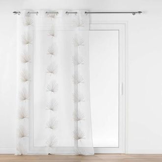 Douceur d'Intérieur Palmaris Ösenvorhang, durchscheinend (140 x 240 cm), Leinen, bestickter Sablé-Voile