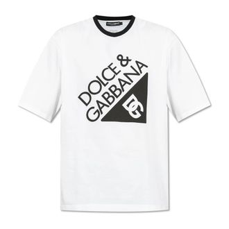 Dolce & Gabbana T-Shirt mit bedrucktem Logo - - Tops - Herren - Wei&szlig; - S
