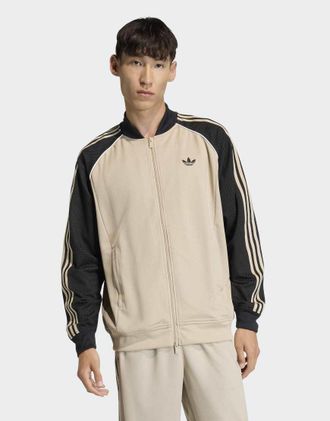 adidas Originals Veste de surv&ecirc;tement ample en tulle - Kaki taupe-Neutre