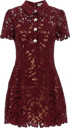 Self Portrait Femme, Robes, Rouge, Taille: 42 FR Lace Mini Dress