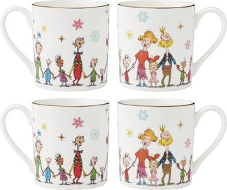 Lenox 895054 Merry Grinchmas Tassen, 4 Stück, 4 Stück, Weihnachts-Trinkgeschirr-Set, Urlaubsgastgeber