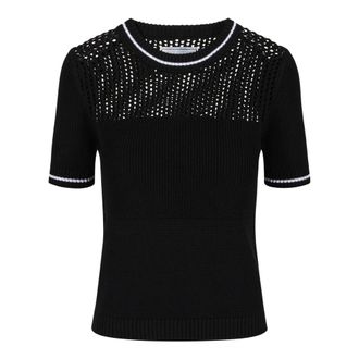 Iceberg Femme, Pulls, Noir, Taille: 36 FR Pull ras du cou &agrave; rayures et ajours