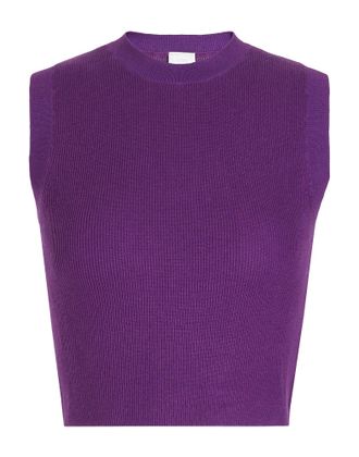 8 by YOOX RIBBED KNIT CROPPED TANK TOP
