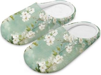 Coloranimal Pantoufles de spa pour femme - Pour chambre dh&ocirc;tes, maison - Bout ferm&eacute; - R&eacute;utilisable - Sandales dh&ocirc;tel, Fleur de poirier, 38.5/39.5 EU