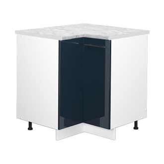 Vicco Eckunterschrank Fame-Line, Dunkelblau Hochglanz, 80.5 cm, AP Marmor, Vicco