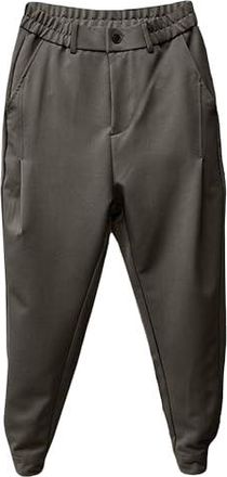 Generic Pantalon habill&eacute; l&eacute;ger de couleur unie pour homme, pantalon de costume d&eacute;contract&eacute; &agrave; revers &agrave; la cheville, pantalon de travail d&eacute;t&eacute;, Couleur th&eacute; 3, 48