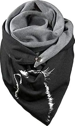 ORANDESIGNE Écharpe Femme Wrap Écharpes Châles Empreinte Pissenlit Automne Hiver Foulard Écharpe Chaude Décontracté Mode Chic Rétro Gris Foncé A Taille Unique