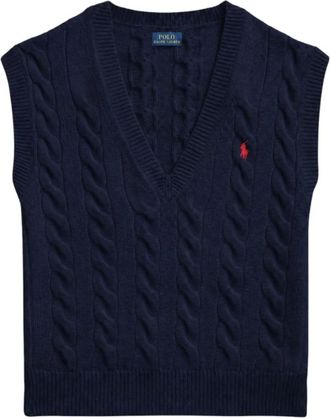 Polo Ralph Lauren Gilet en maille torsad&eacute;e Raffinato - Femme - Pulls - Bleu - Taille: 38 FR