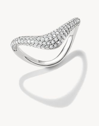 Thomas Sabo bague avec zirconias blancs en forme de vague en argent, blanc-Argent&eacute;