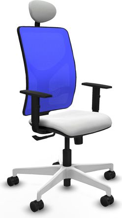 Piqueras y Crespo B&uuml;rostuhl mit Rollen, 1D-Armlehnen, h&ouml;henverstellbare Lendenwirbelst&uuml;tze und festes Kopfteil, ausgestattet mit 3 Positionen und Schneidschaum, Blau/We