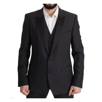 Dolce & Gabbana Dunkelblaue Einreihige Martini Blazer - - Jackets - Herren - Blau - 2XL