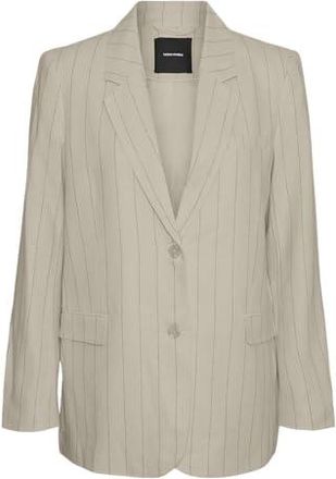 Vero Moda Vmmindy Ls Loose Linen Blazer Mix Noos, Crème, 42 Femmes