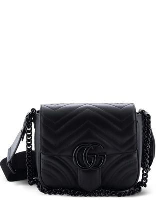 Gucci GG Marmont Convertible Flap Shoulder Bag Matelasse Leather Mini crossbody bag - Noir