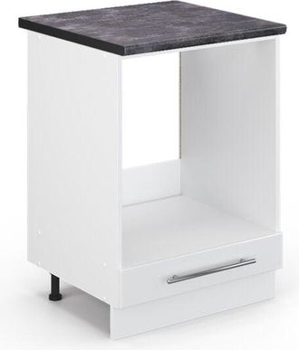 Vicco Meuble pour four Fame-Line, Blanc Haute brillance, 60 cm, pt Anthracite