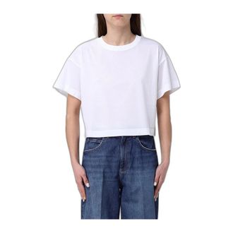 Max Mara Kurzes Baumwoll-T-Shirt - - Tops - Damen - Wei&szlig; - L