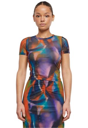 Urban Classics Damen T-Shirt Ladies AOP Mesh Tee, Kurzarm Shirt im AOP Design, Gr&ouml;&szlig;en XS - 5XL