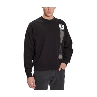 Calvin Klein Homme, Sweatshirts et sweats à capuche, Noir, Taille: 2XL Pull Moderne Col Ras du Cou à Motifs de Coups de Pinceau