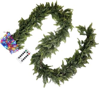 Generic Real Touch Garland Christmas Decorations - 8.8Ft Artificial with Remote Lights, Christmas Garland for Mantle for Indoor Outdoor Front Door Wall Mantel