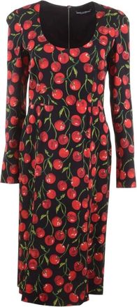 Dolce & Gabbana Femme, Robes, Noir, Taille: 38 FR Cherries Long Dress