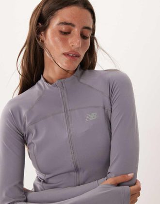 New Balance veste zipp&eacute;e ajust&eacute;e Harmony grise