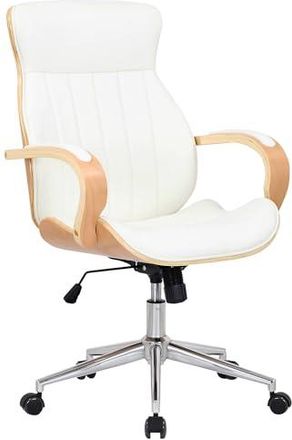 Clp Chaise de Bureau Melilla Similicuir I Chaise Ergonomique I Assise Confortable I Fonction Rotation 360, Fonction Bascule, Couleur:Nature/Blanc