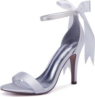 Generic Chaussures Mariage Femmes Aiguille Talon Heel Ouvert Bout Sandales Mariée Talons Classique Dress Heels10.5 CM,Blanc,42 EU