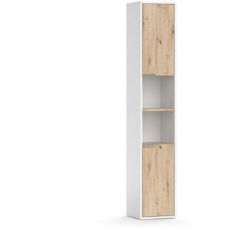 Vicco Badschrank Henri, Wei&szlig;, 30 x 165 cm mit T&uuml;ren, und offenen F&auml;chern