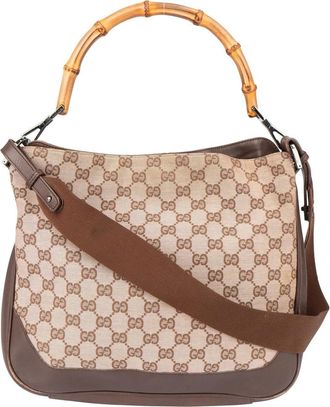 Gucci Crossbody Bags - Gucci GG Monogram Bamboo Handbag - Gr. unisize - in Braun - für Damen