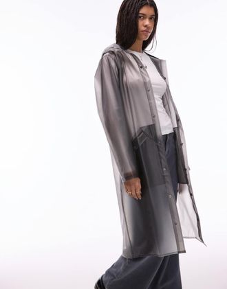 Rains 18360 - Veste longue et imperméable - Noir transparent