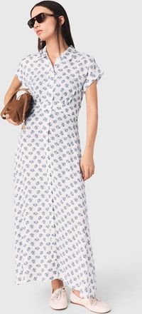 Maje Langes Bedrucktes Jacquard-kleid - Marine Denim - Maje