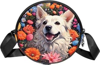 Generic Sac &agrave; bandouli&egrave;re rond pour femme, petit sac &agrave; bandouli&egrave;re color&eacute; avec fermeture &eacute;clair, bretelles r&eacute;glables, sac &agrave; main rond d&eacute;contract&eacute; pour femmes 